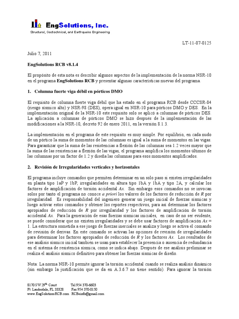 Implementación NSR-10 en EngSolutions | PDF | Rigidez | Mecánica