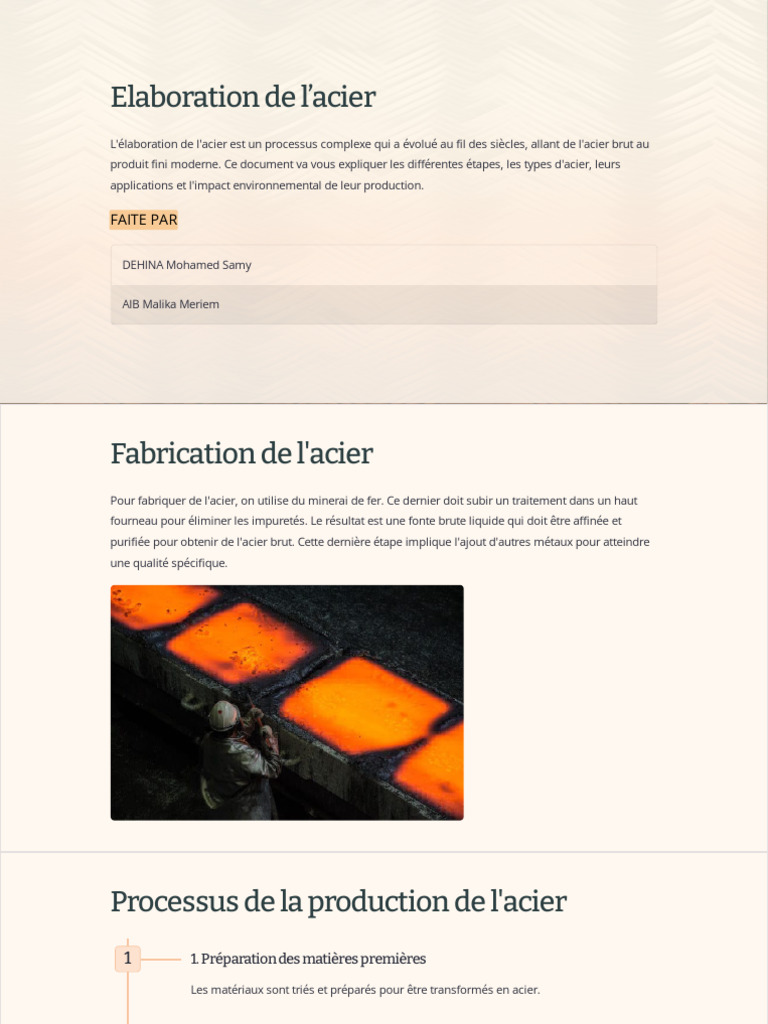 Processus d'élaboration de l'acier | PDF | Acier | Fonte brute
