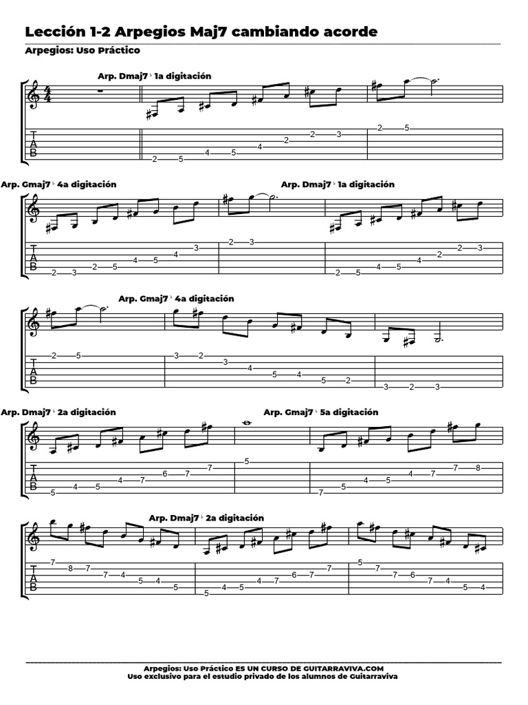 Arpegios 1 2 Arpegios Maj7 Cambiando Acorde | PDF | Tecnicas musicales ...