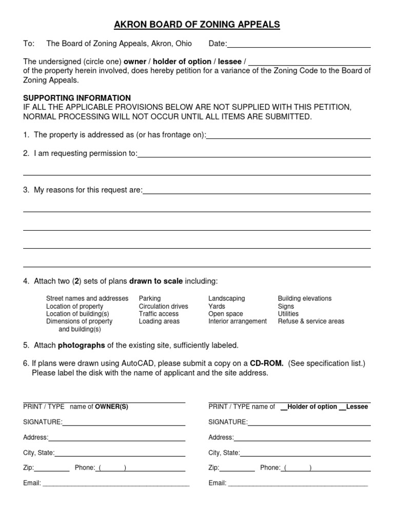 Bza - Application - 2021 - With - Schedule Zoning App | PDF | Zoning