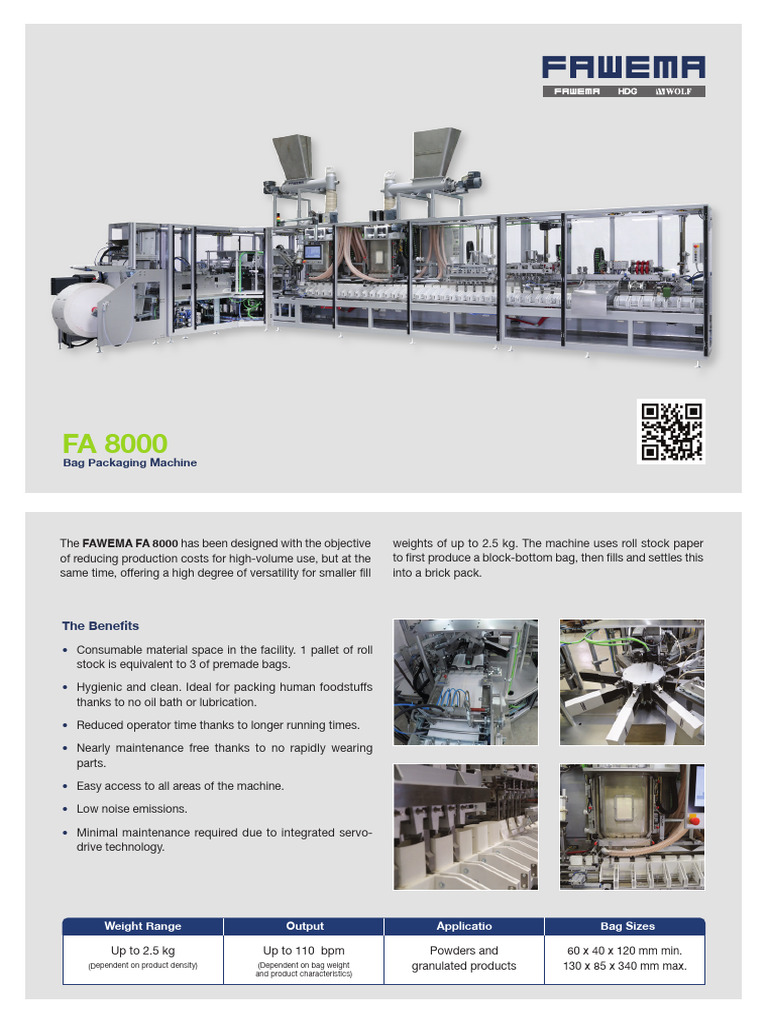 FAWEMA FA 8000 Bag Packaging Machine | PDF | Efficient Energy Use ...