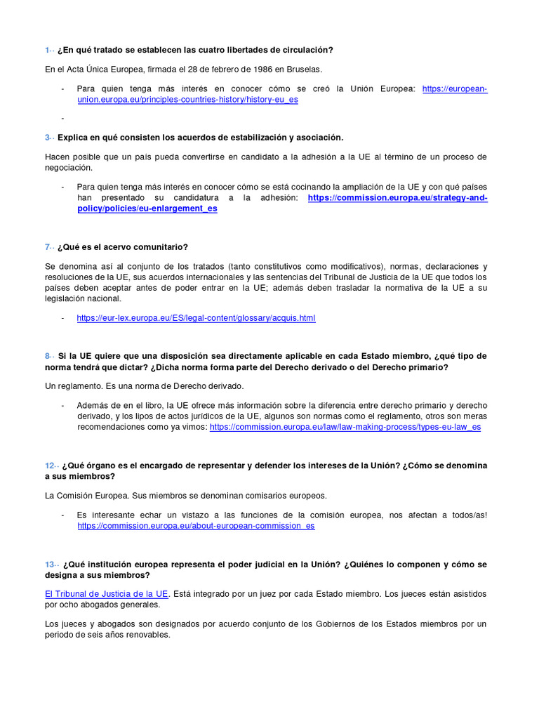 Soluciones Ejercicios TEMA 7 | PDF | Ley de la Unión Europea | Unión Europea
