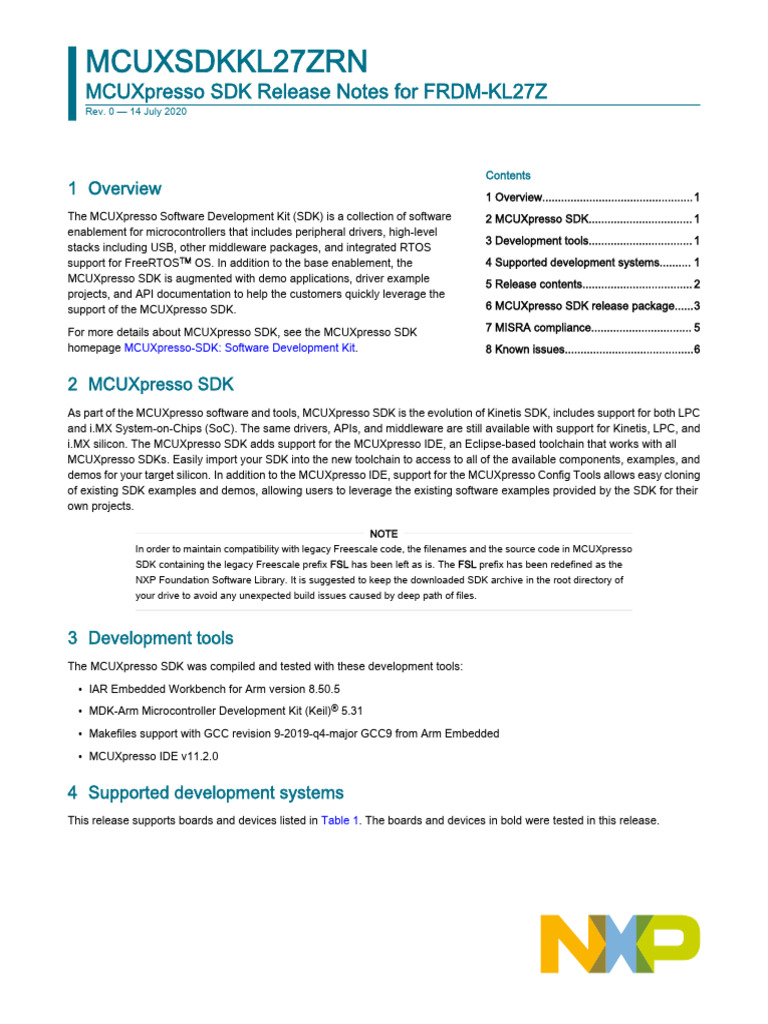 Mcuxpresso Sdk Release Notes For Frdm Kl27z Pdf Pointer Computer Programming Computing