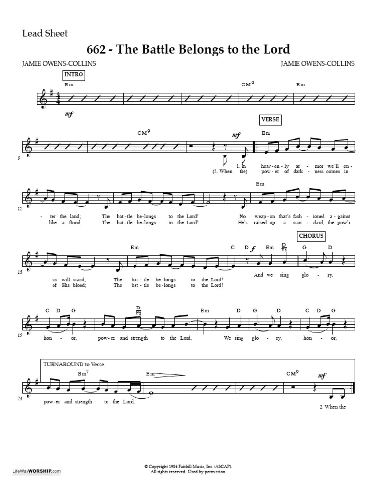 662 - The Battle Belongs To The Lord: Lead Sheet | PDF