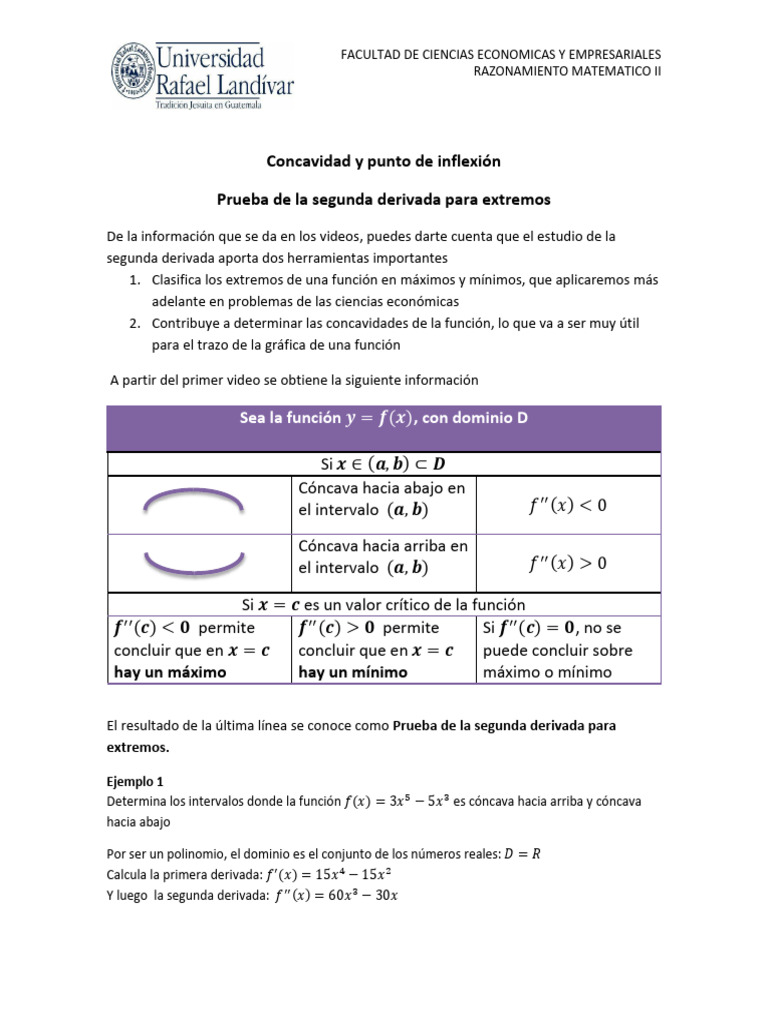 Concavidad y Punto de Inflexiã N | PDF | Derivado | Función (Matemáticas)
