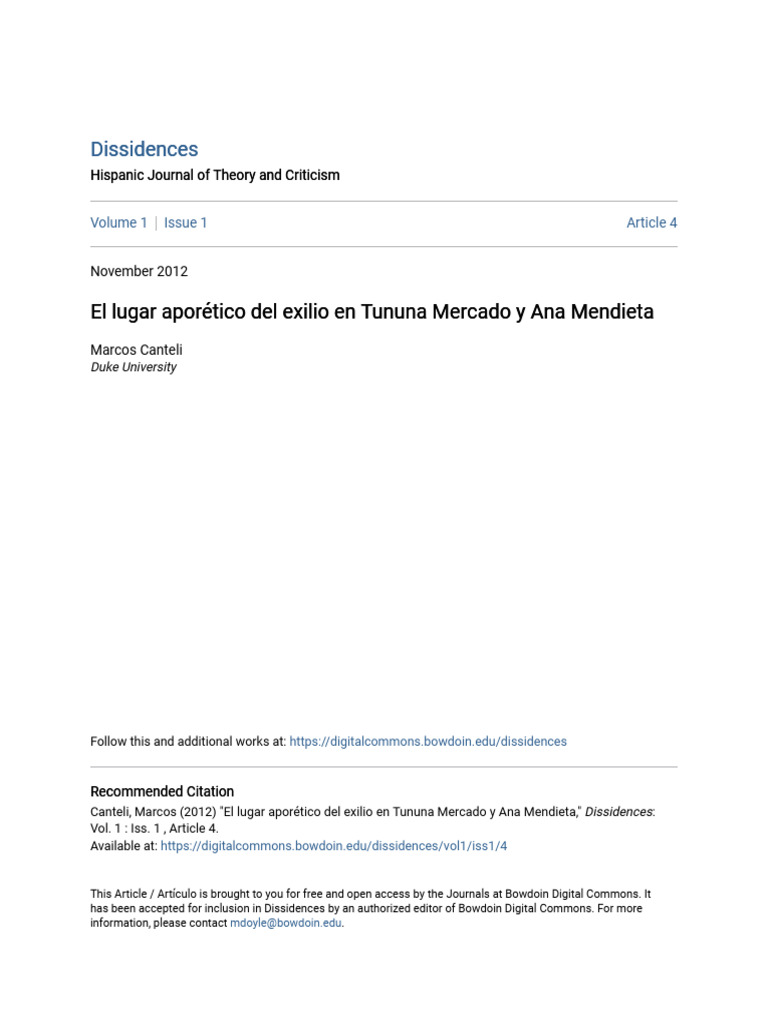 Tununa Mercado y Ana Mendieta | PDF