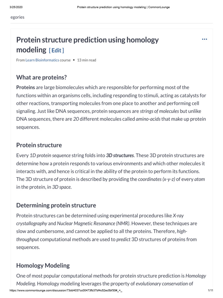 Protein Structure Prediction Using Homology Modeling | PDF | Sequence Alignment | Proteins