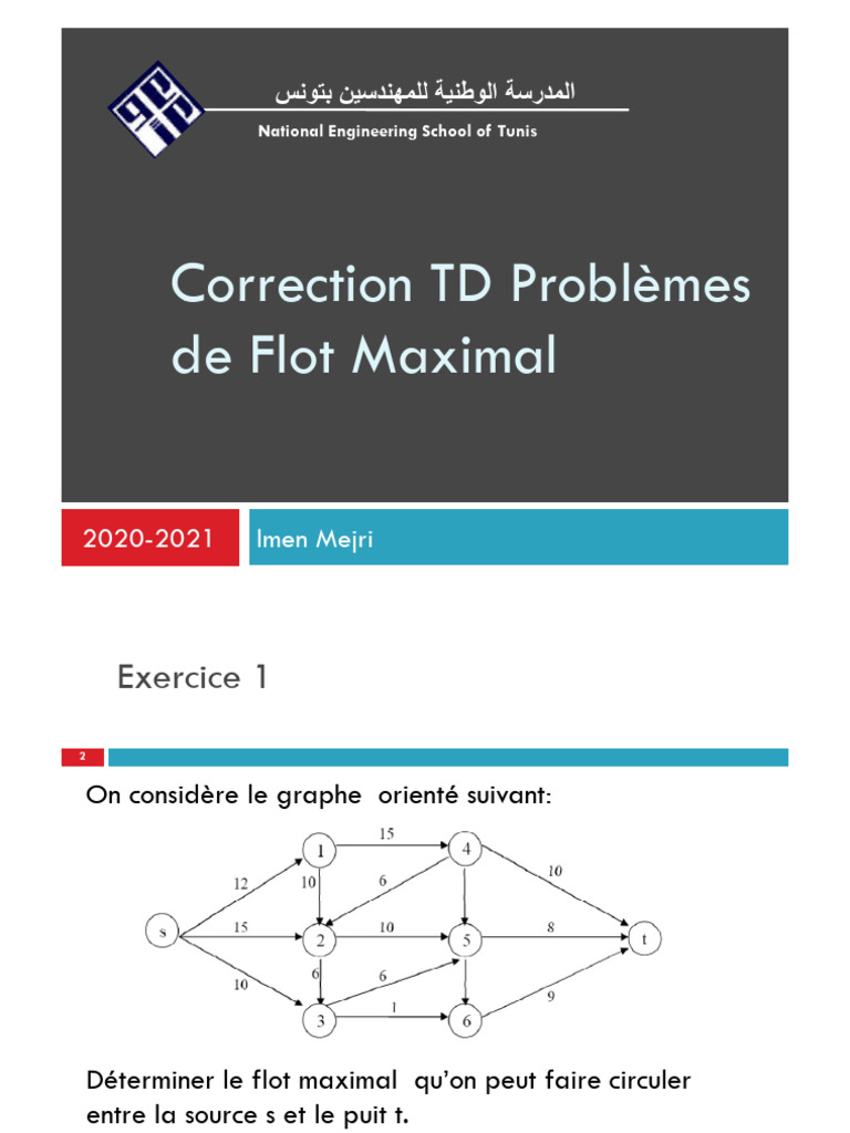 Correction TD Flot Maximal 2020-2021 | PDF | Théorie des graphes ...