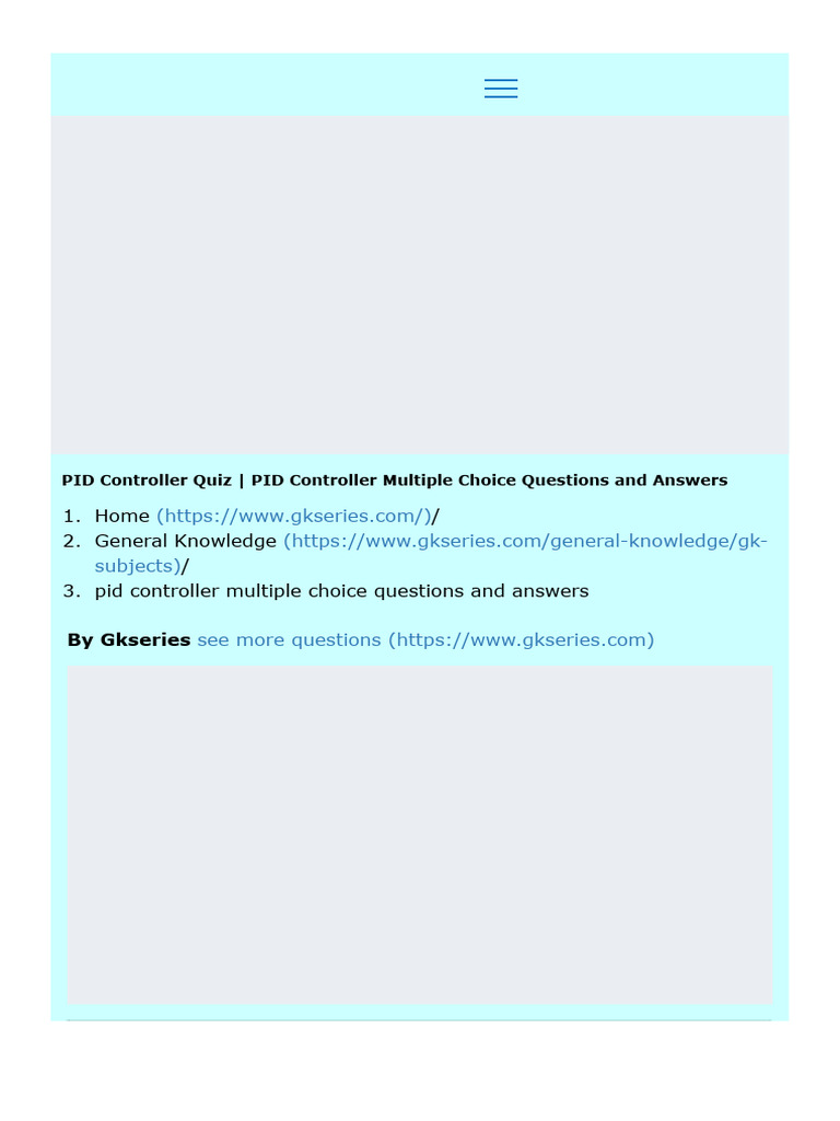 PID Controller MCQ Quiz & Answers | PDF | Damping | Control Theory