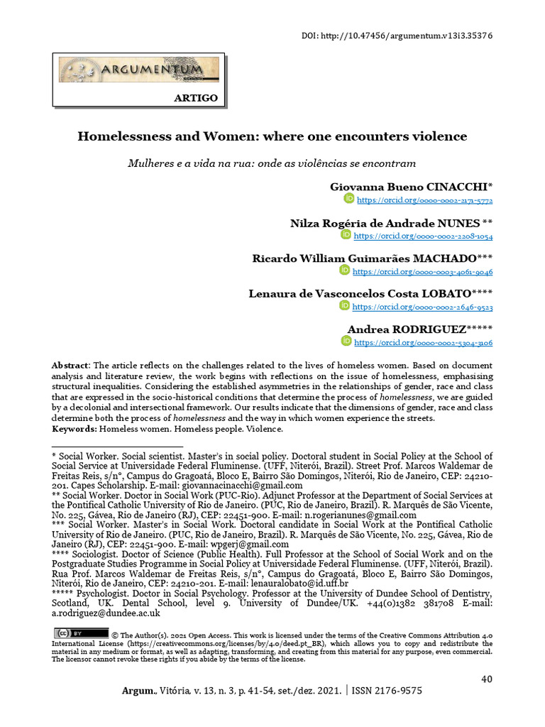 Homelessness and Women Where One Encount | PDF | Intersectionality | Homelessness