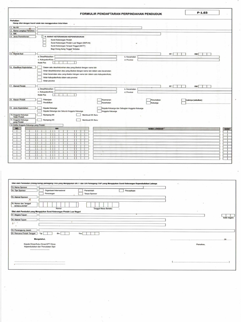 Formulir Perpindahan Penduduk | PDF