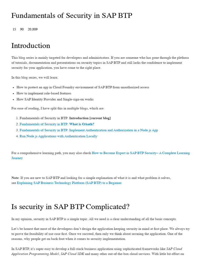 Security In Sap Btp Pdf Information Technology Information Technology Management