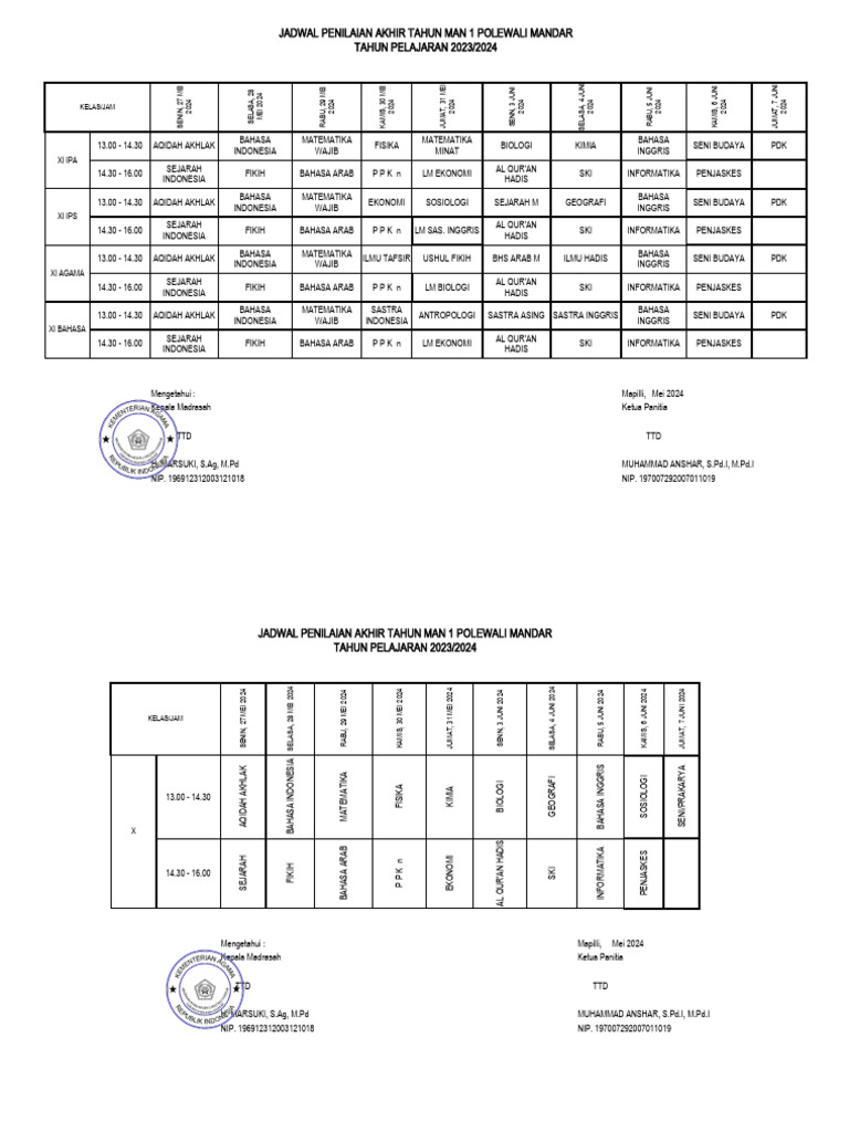 Jadwal Pat 2024 | PDF