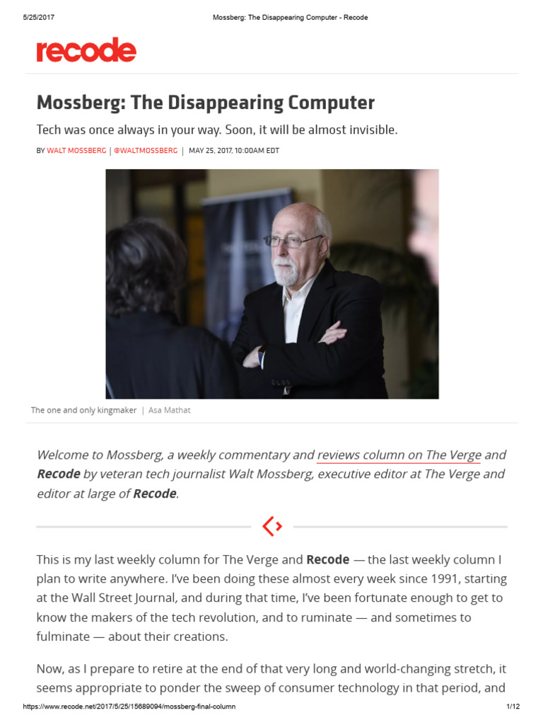 Mossberg - The Disappearing Computer - Recode | PDF | Apple Inc. | Smartphone