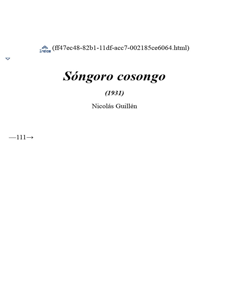 Sóngoro Cosongo, de Nicolás Guillén | PDF | Poesía