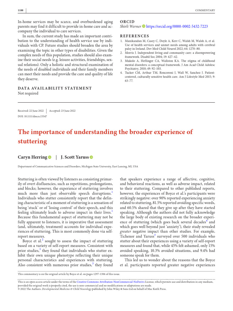 Herring, 2022 - Comentarios Boyce 2021 | PDF | Stuttering | Experience