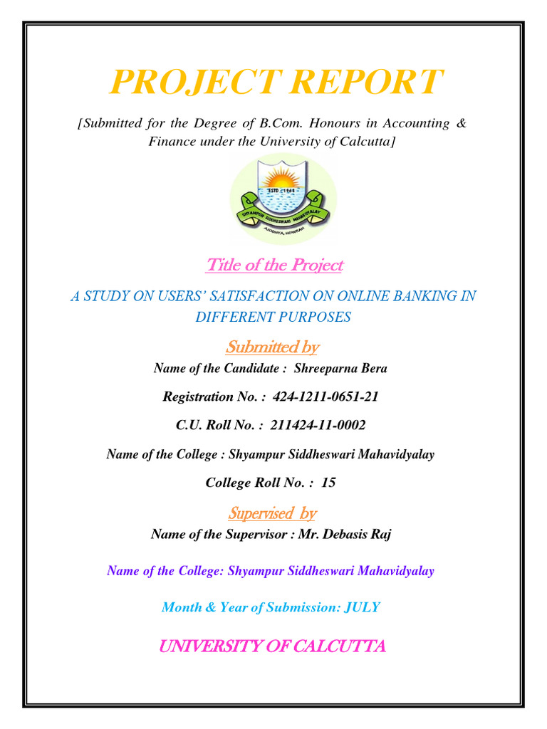 Shreeparna Bera - Project Report | PDF | Online Banking | Banks & Banking