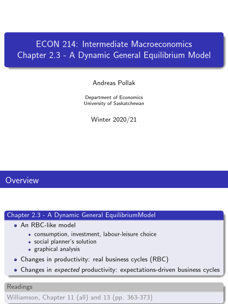 2.3-A Dynamic General Equilibrium Model-Script | PDF | Business Cycle ...