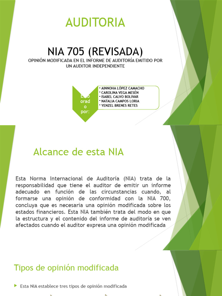 Nia 705 | PDF | Auditoría | Contralor