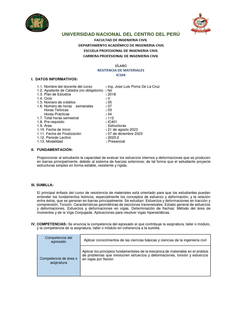 Ic 504 Resistencia de Materiales | PDF | Viga (Estructura ...
