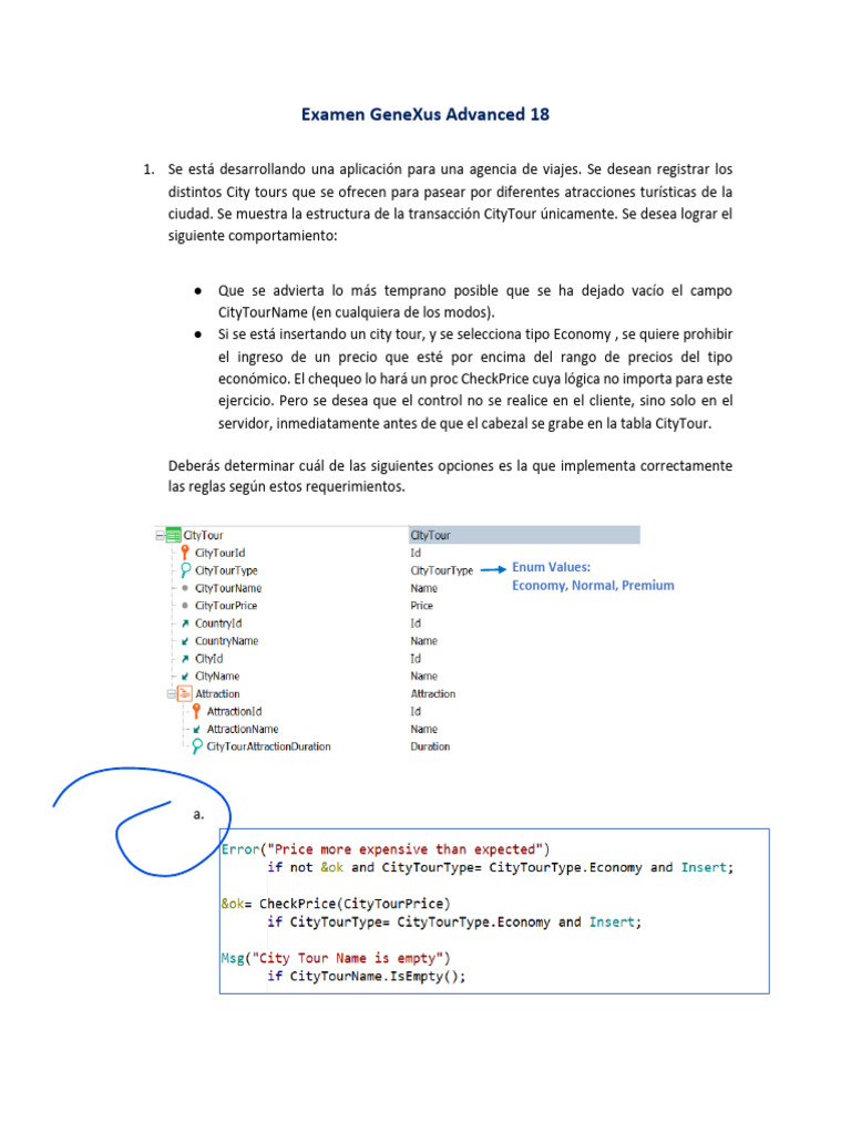 Examen GeneXus Advanced 18 | PDF | Agencia de viajes