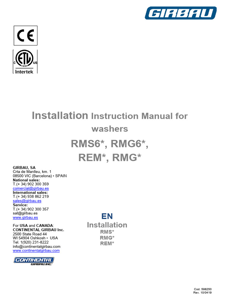 REM-RMG-Installation | Download Free PDF | Washing Machine | Switch