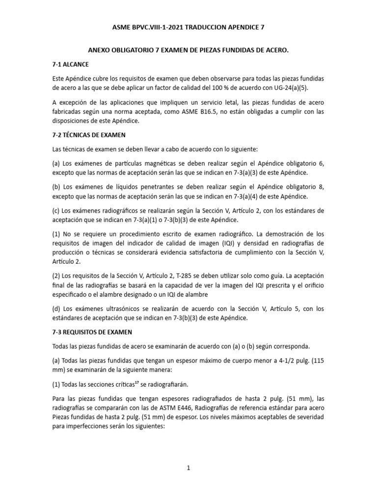 APENDICE 7 Casting ASME BPVC VIII 2021 | PDF | Soldadura | Construcción APENDICE 7 Casting ASME BPVC VIII 2021 | PDF | Soldadura | Construcción