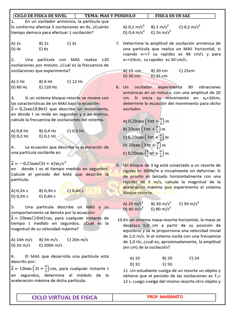 MAS Y PENDULO SIMPLE | PDF | Oscilación | Péndulo