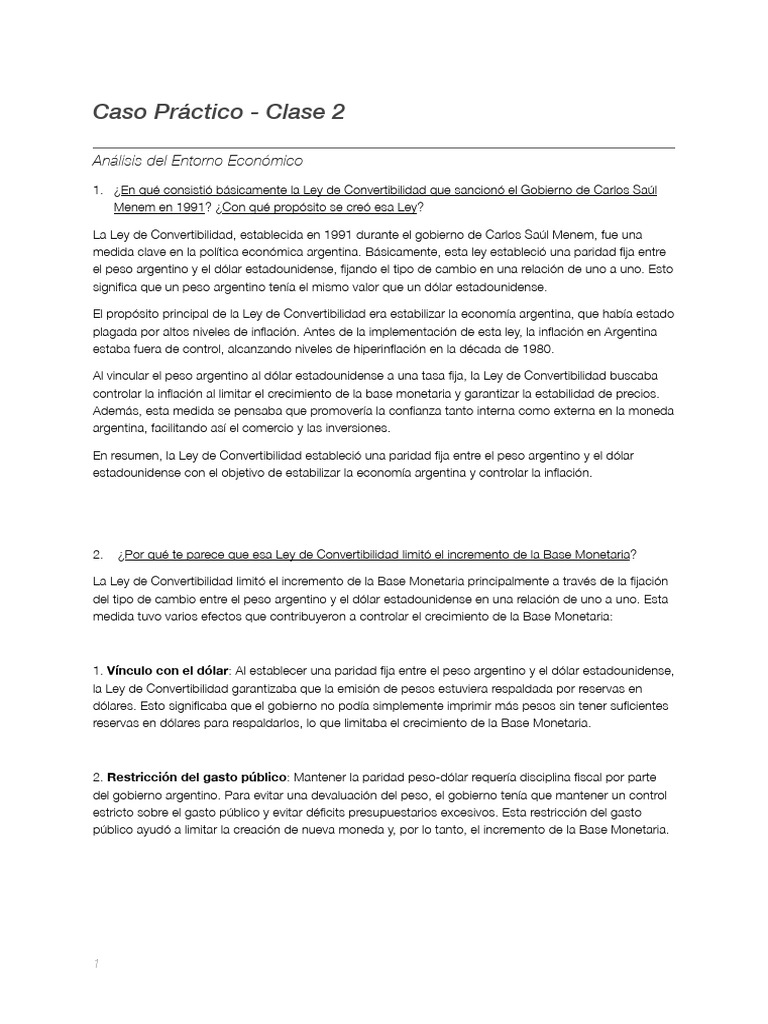 Caso PrÃ¡ctico - Clase 2 | PDF | La política monetaria | Corrida bancaria