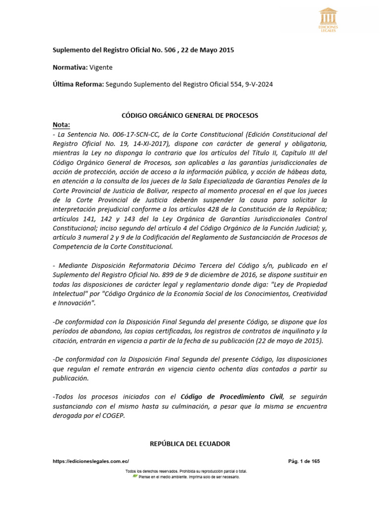 Cogp 2024 | PDF | Ley procesal | Procedimiento Civil