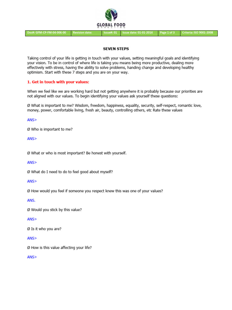 06 - Seven Steps Form | PDF | Disciplines | Psychology