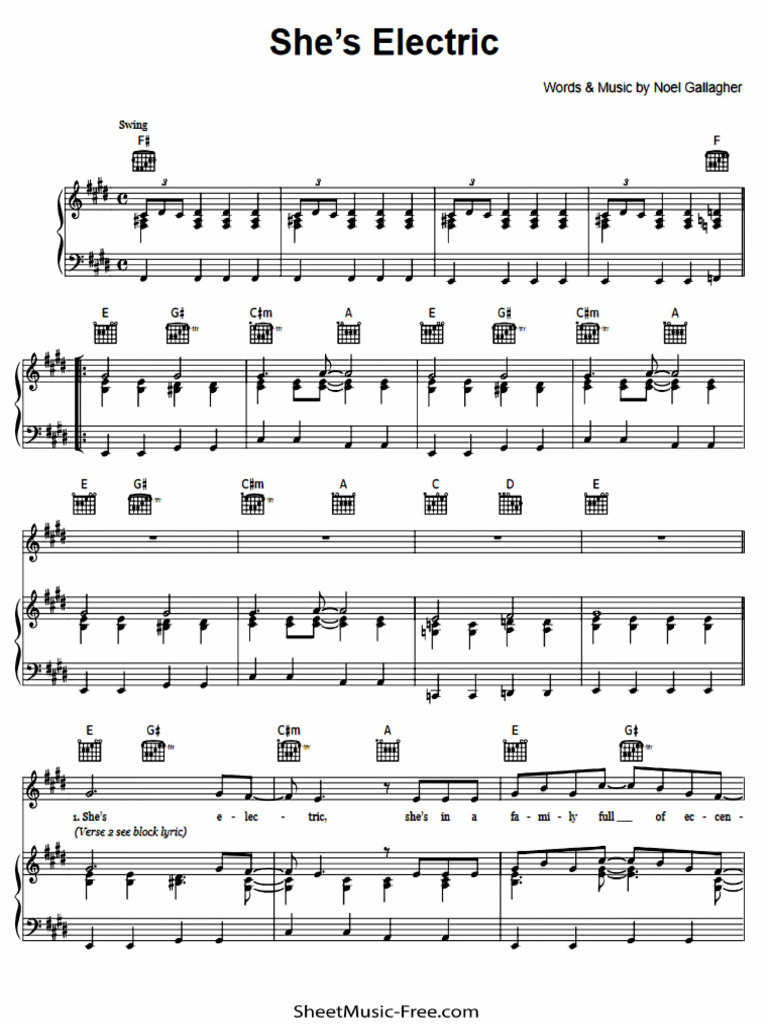 She S Electric Sheet Music Oasis SheetMusic | PDF