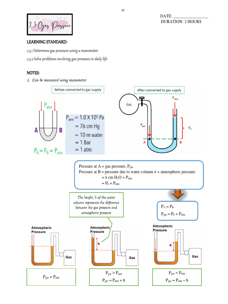 2.3 Gas Pressure | PDF | Pressure | Pressure Measurement