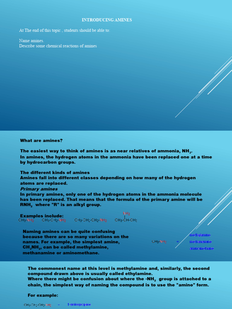Amines: A Student's Guide | PDF | Amine | Acid