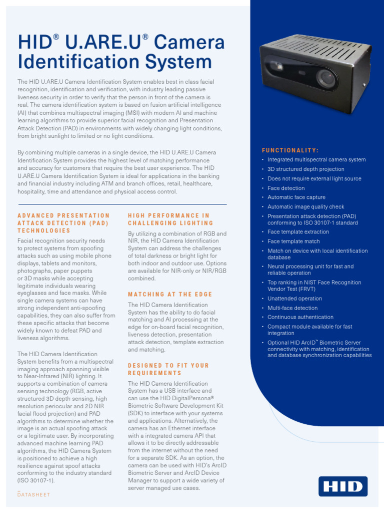 Camera U.are.U HID GLOBAL | PDF | Camera | Infrared