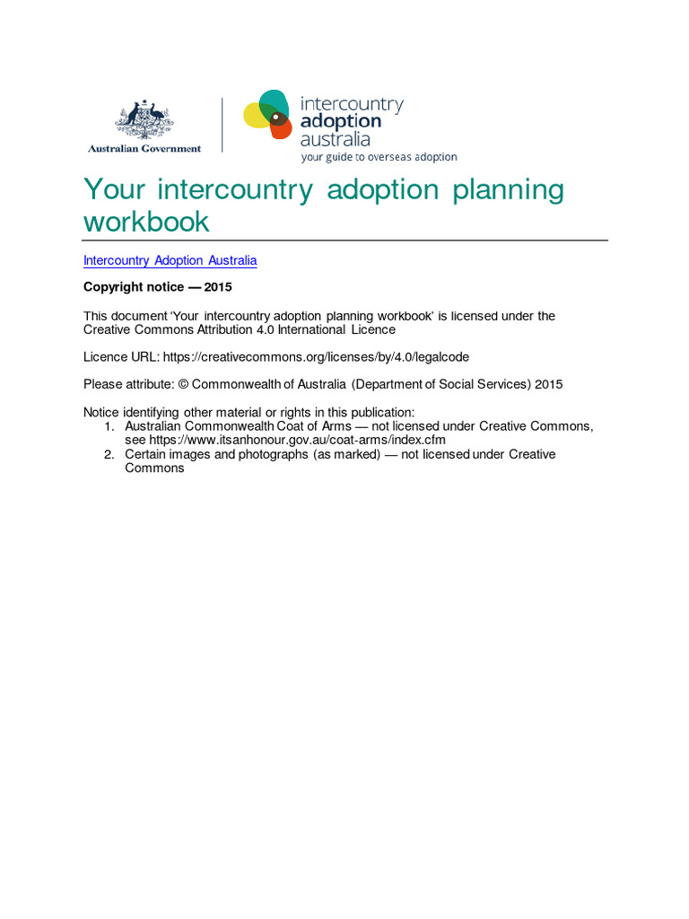Intercountry Adoption Workbook-0 | PDF | Adoption | Australia