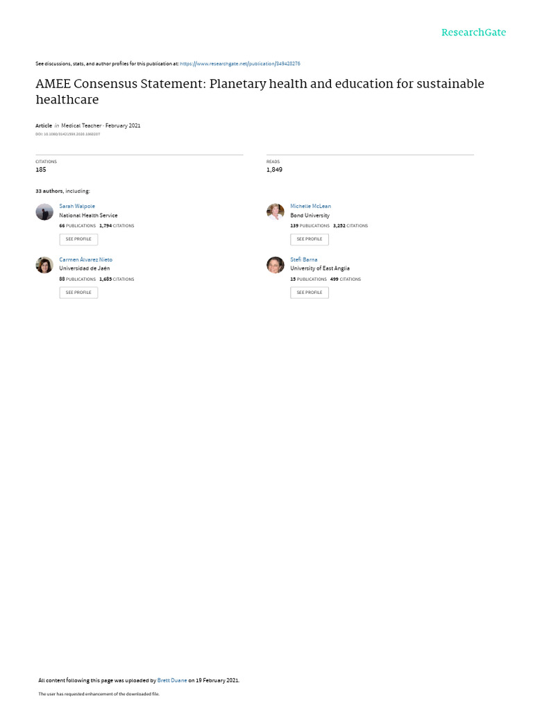 AMEE Consensus Statement - Planetary health and education for ...