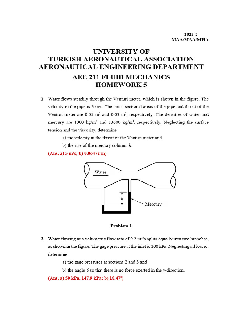 AEE 211-Hw05-2023-2-Rev 2 | PDF | Pump | Fluid Dynamics