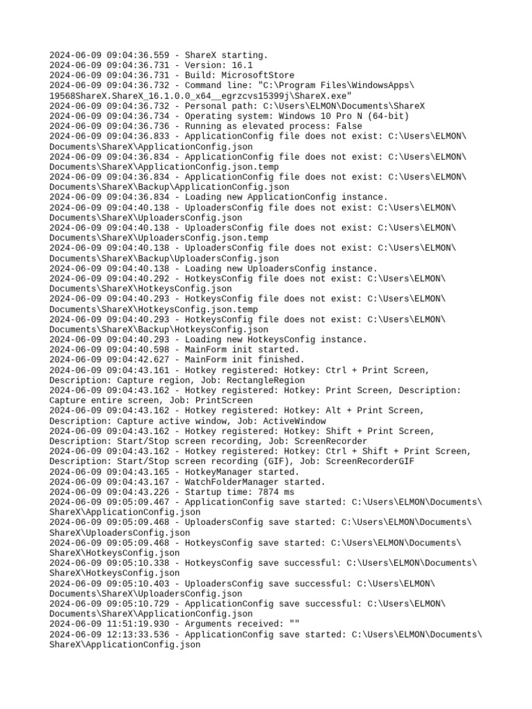ShareX Log 2024 06 | PDF | Keyboard Shortcut | Command Line Interface