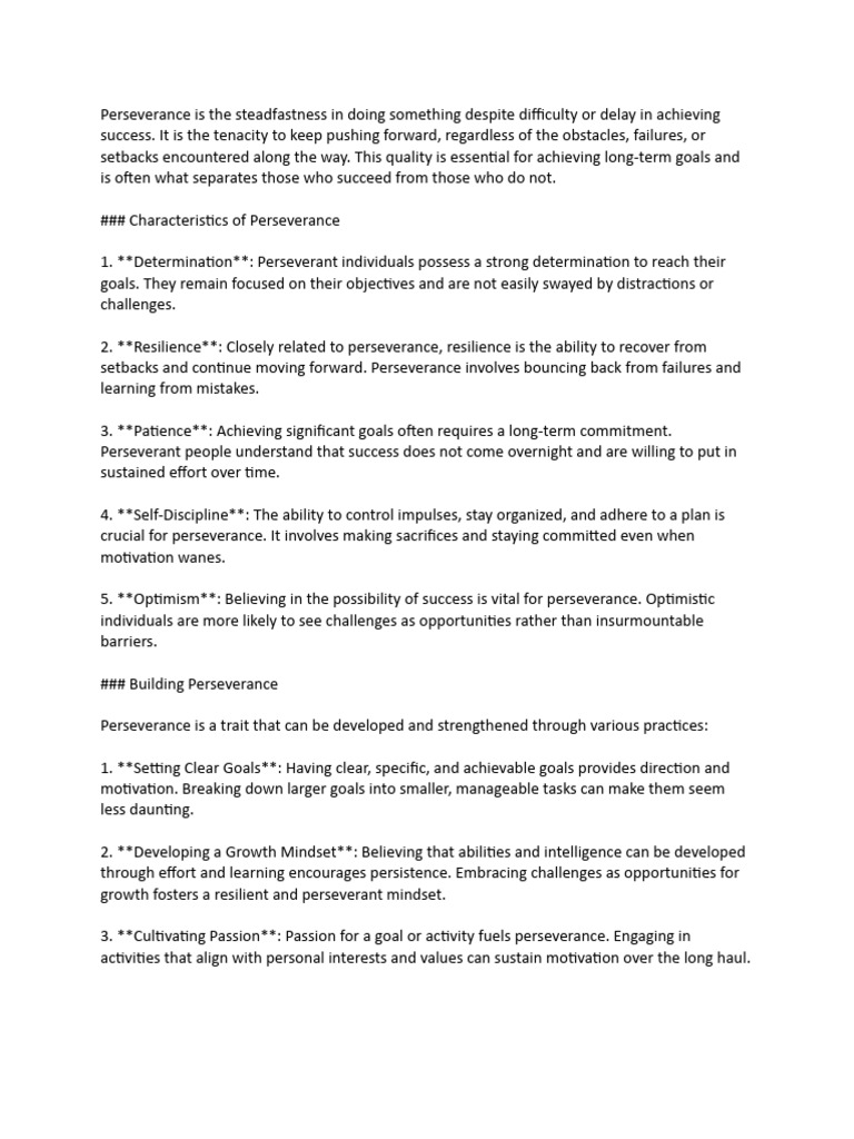 03 Perseverance | Download Free PDF | Psychological Resilience ...