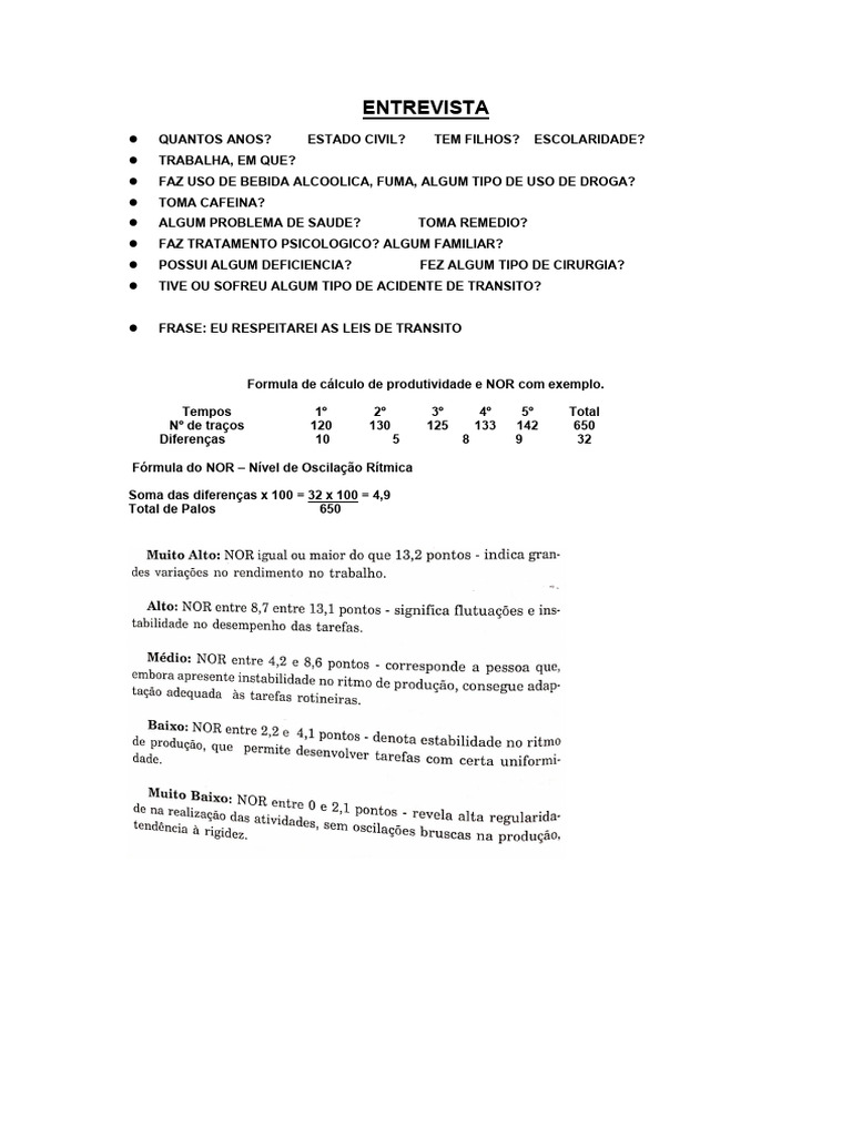 tabela de resultado NOR Palografico | PDF