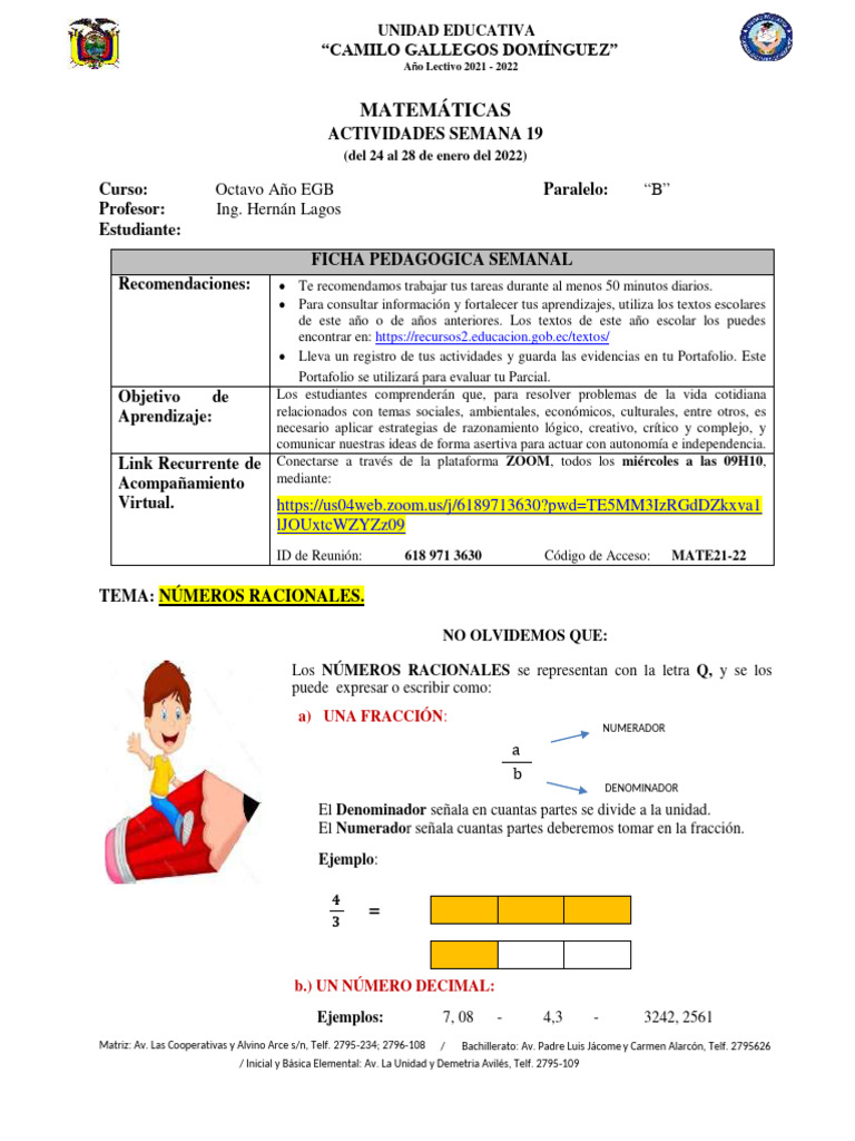 SEMANA 19 (Matemáticas Octavo B) | PDF | Exponenciación | Multiplicación