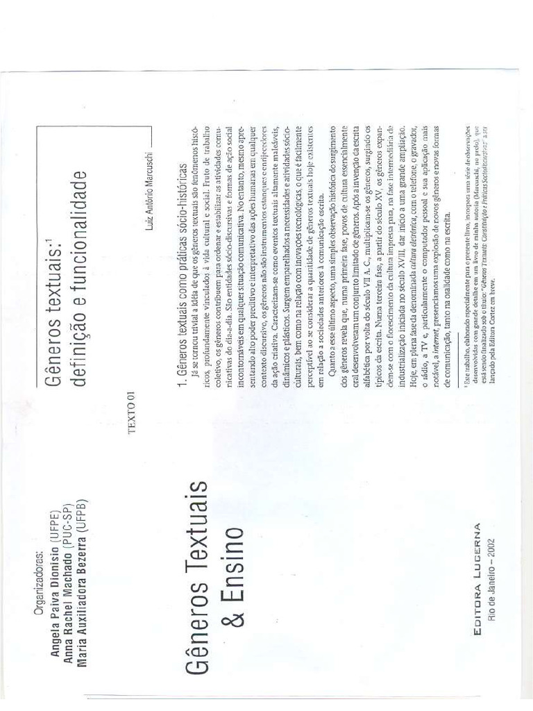 Texto Generos Textuais Definiçao e Funcionalidade - Marcuschi | PDF