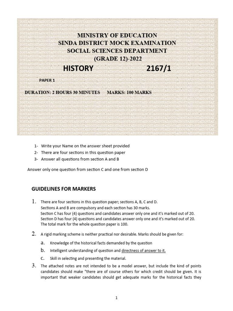 History 12 p1 Mock Marking Scheme | PDF | African National Congress ...