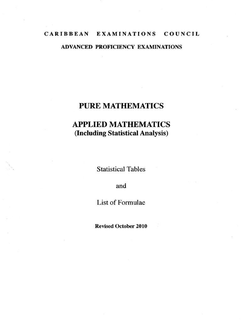 Cape Math Formula Sheet PDF | PDF