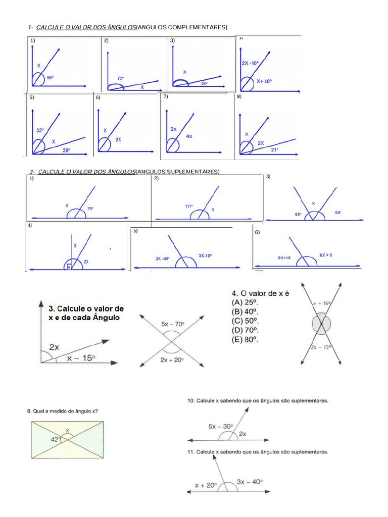 Angulos Comp, Sup, Opv | PDF