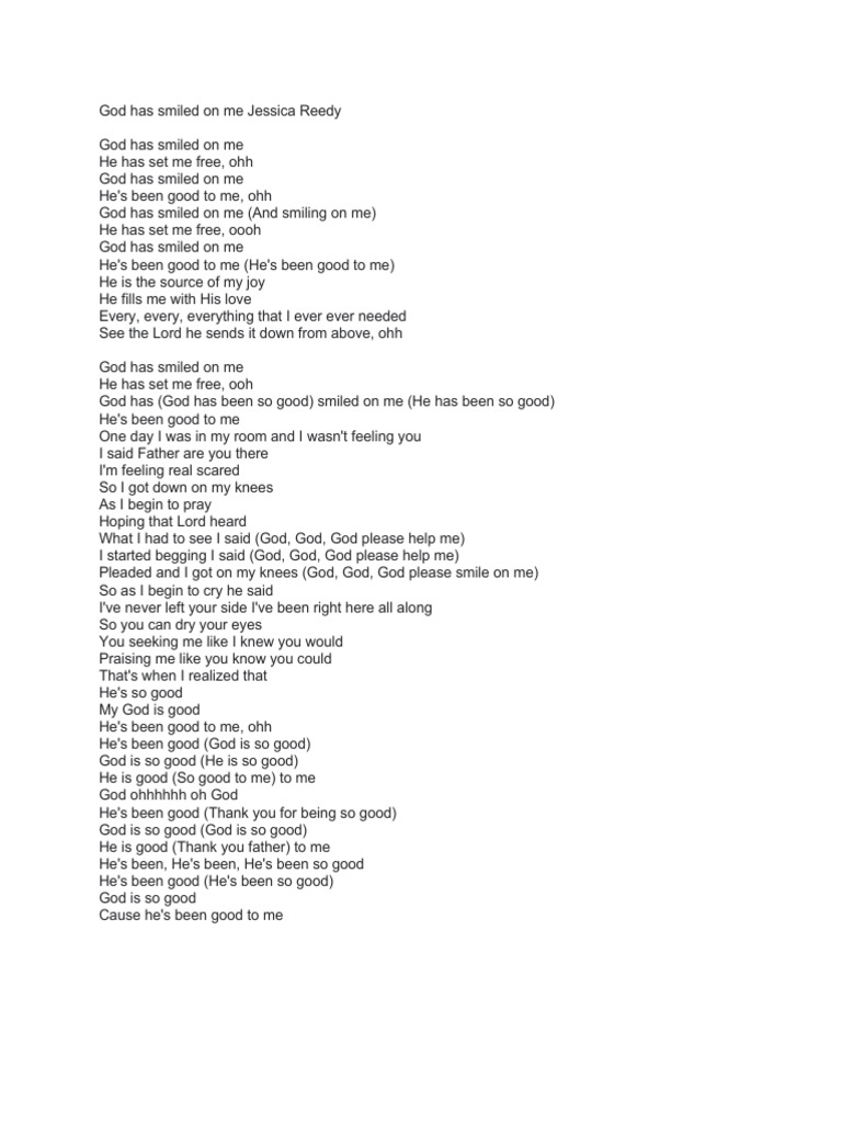 God Has Smiled On Me Jessica Reedy | PDF