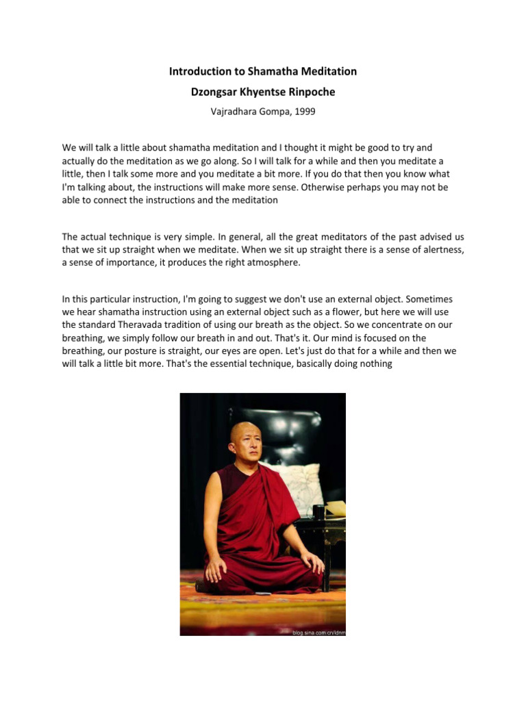 DJKR - 1999 Introduction To Shamatha Meditation - Vajradhara Gompa ...