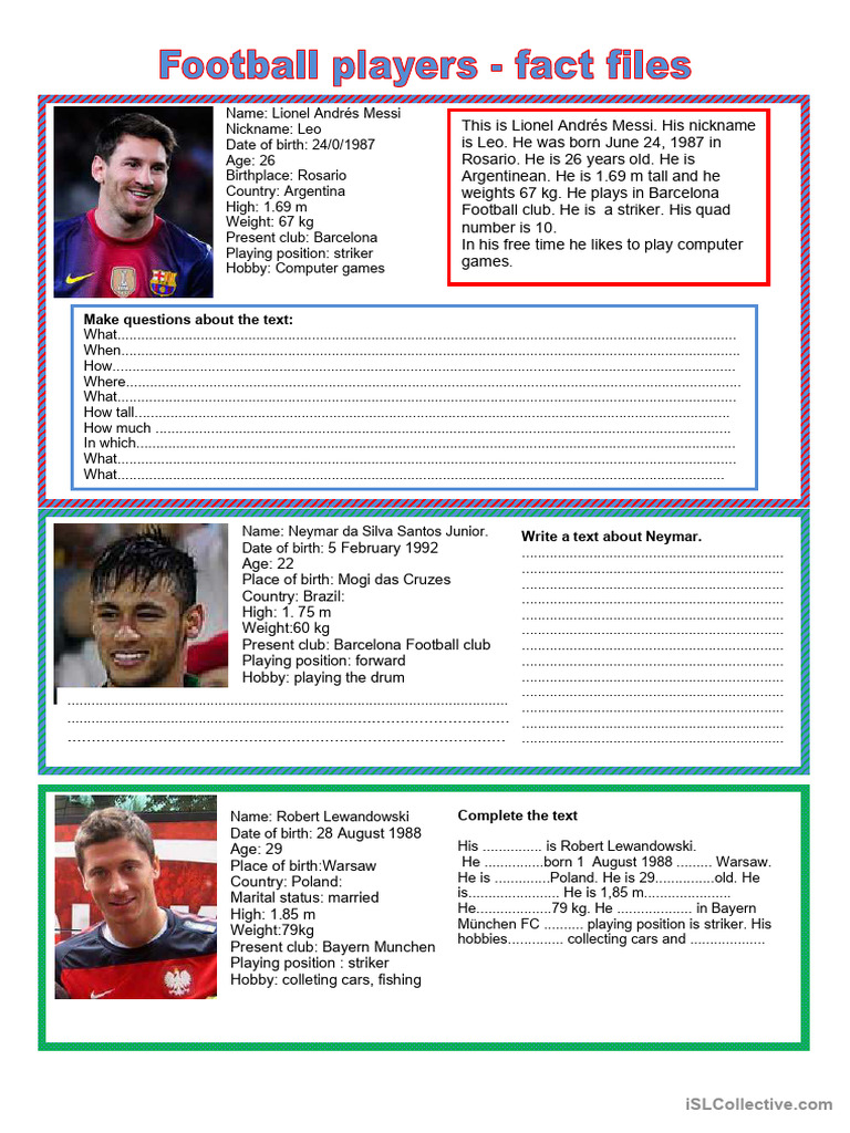 Football players - fact file | PDF | Forward (Association Football ...