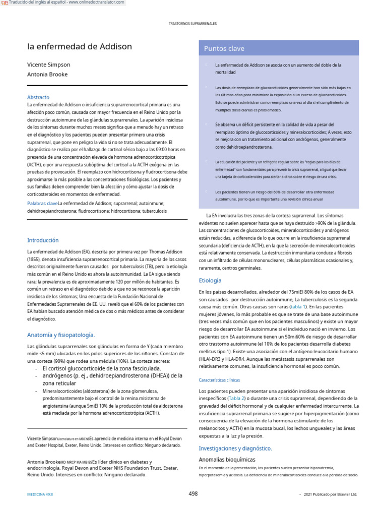 Enfermedad de Addison | Descargar gratis PDF | Glándula suprarrenal | Glucocorticoides